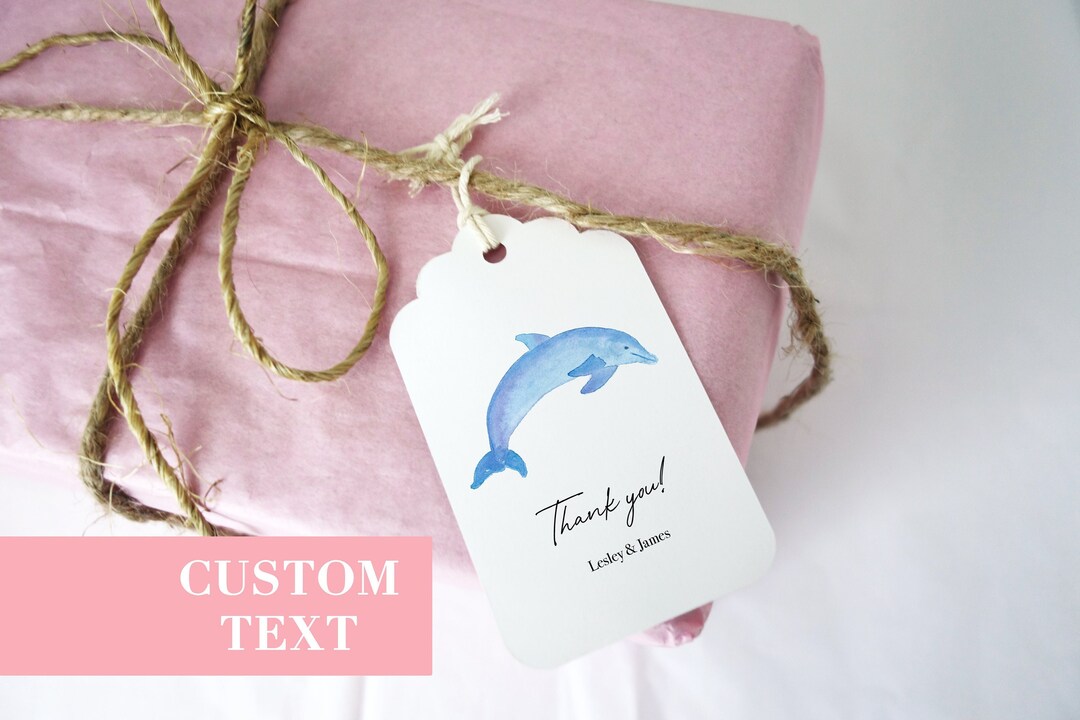 Personalized Dolphin Gift Tags, Watercolor Dolphin Gift Tags, Tropical ...