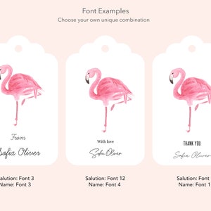 Flamingo Personalized Gift Tags, Set of 12 Personalized Flamingo Gift ...