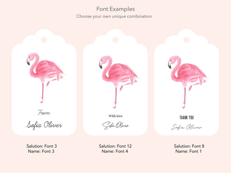 Flamingo Personalized Gift Tags, Set of 12 Personalized Flamingo Gift ...