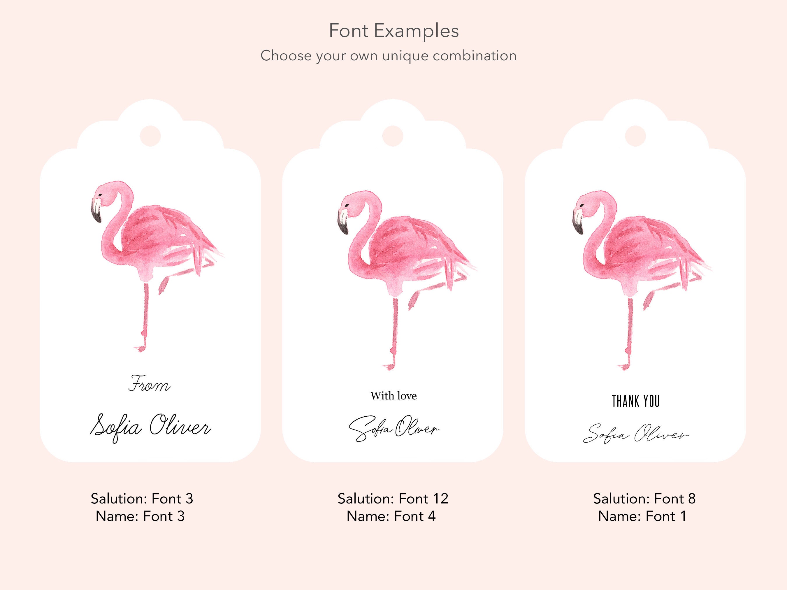 Flamingo Personalized Gift Tags Set of 12 Personalized - Etsy