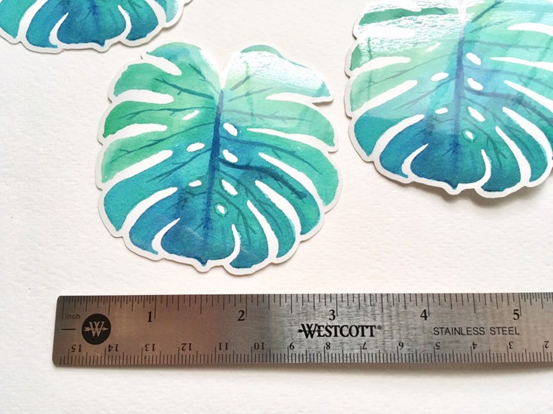 Watercolor Monstera Stickers Bullet Journal Stickers Plant | Etsy