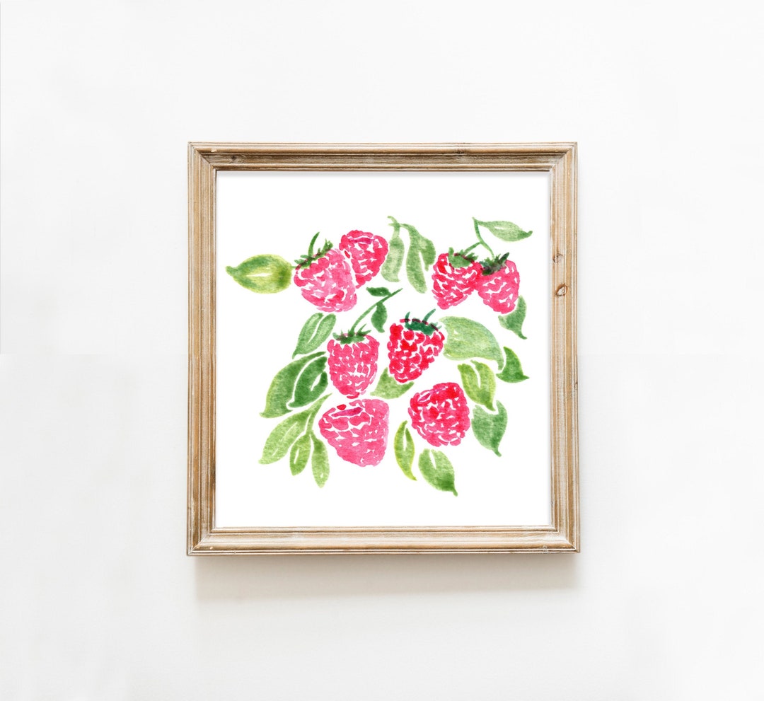 Watercolor Raspberries, Fruit Art Print, Watercolor Kitchen Art ...
