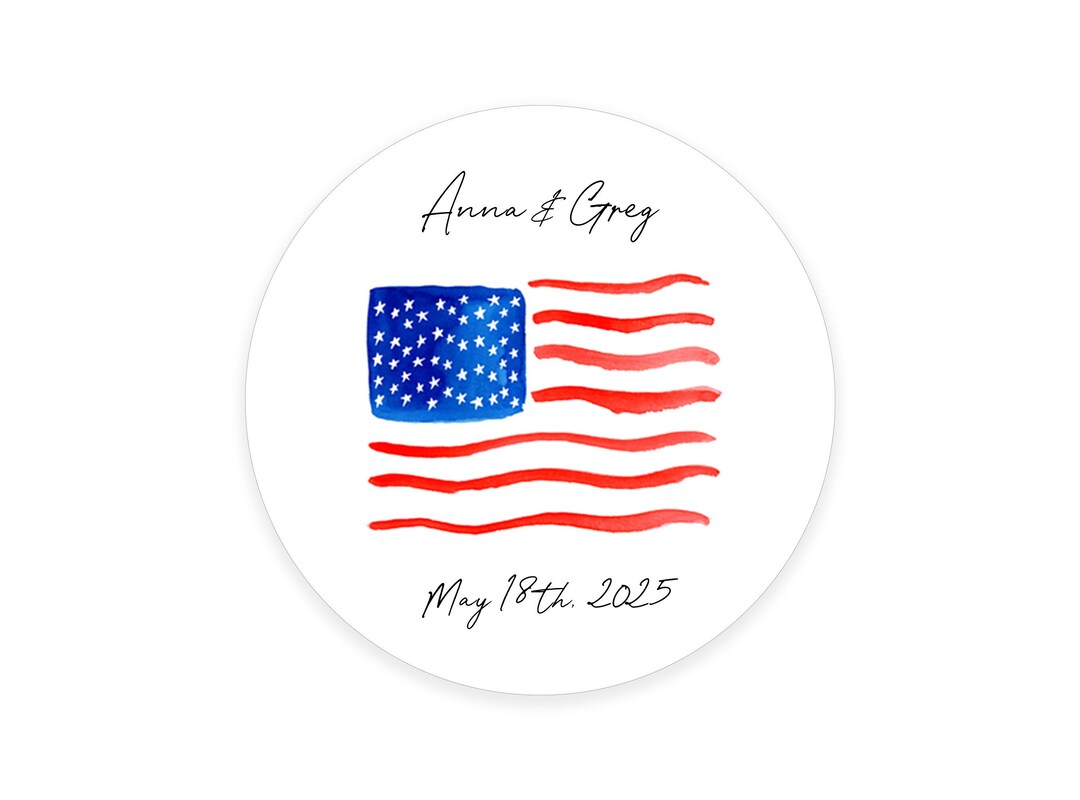 Personalized American Flag Stickers, Wedding Favors, Custom Address ...