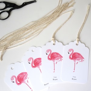 Flamingo Personalized Gift Tags, Set of 12 Personalized Flamingo Gift ...