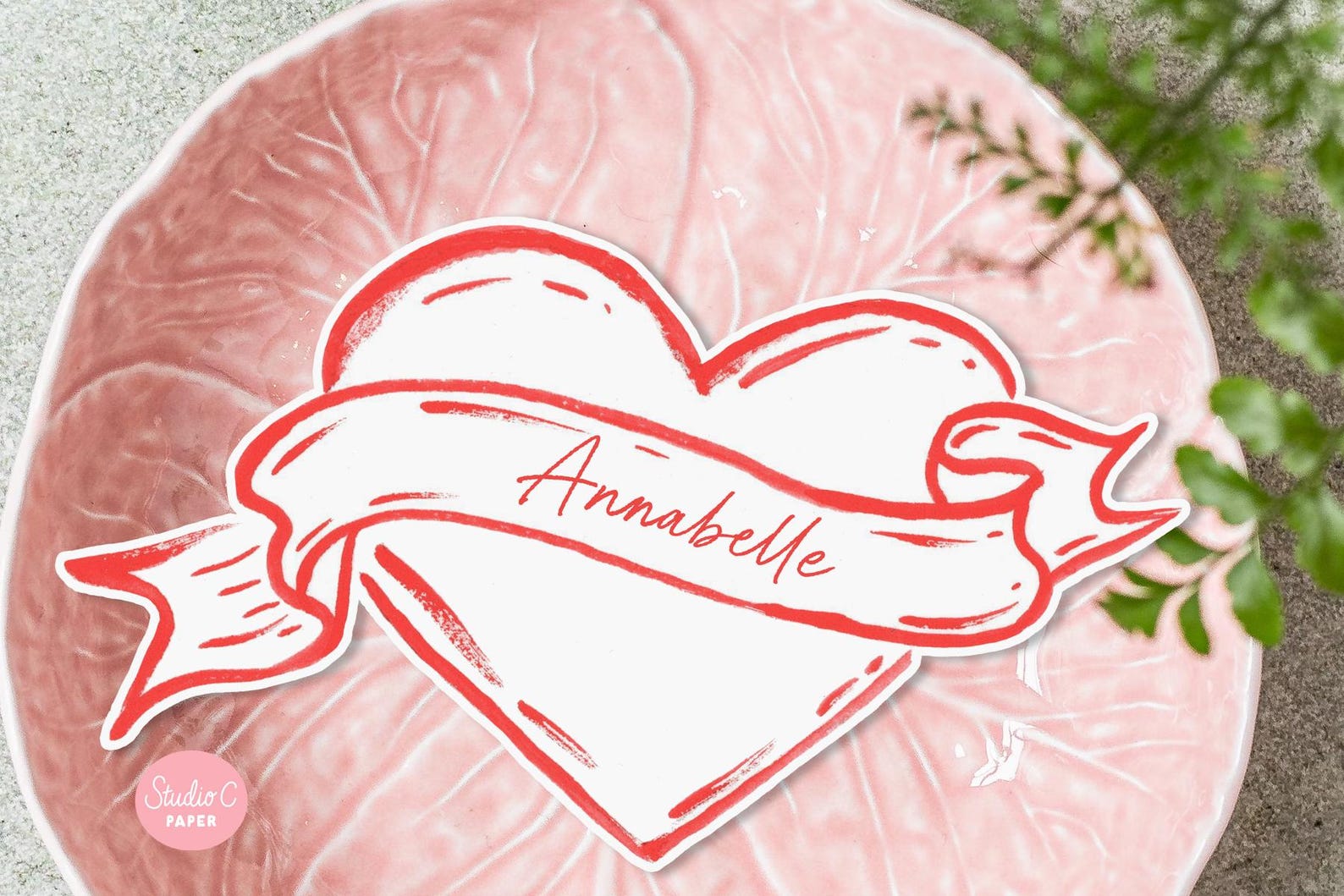 Red Heart Place Cards, Seating Cards for Weddings and Events, Party ...
