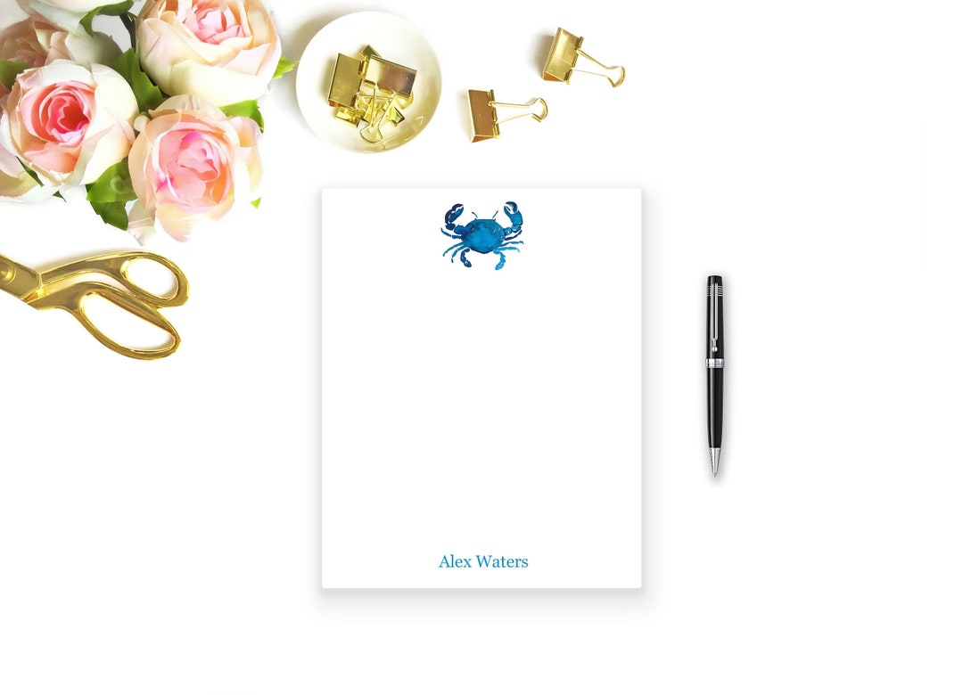 Blue Crab Personalized Notepad, Custom Crab Stationery, 50 Sheets - Etsy