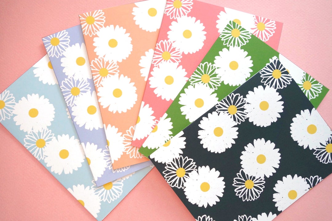 Daisy Notecard and Envelope, Floral Greeting Card, Daisy Stationery ...