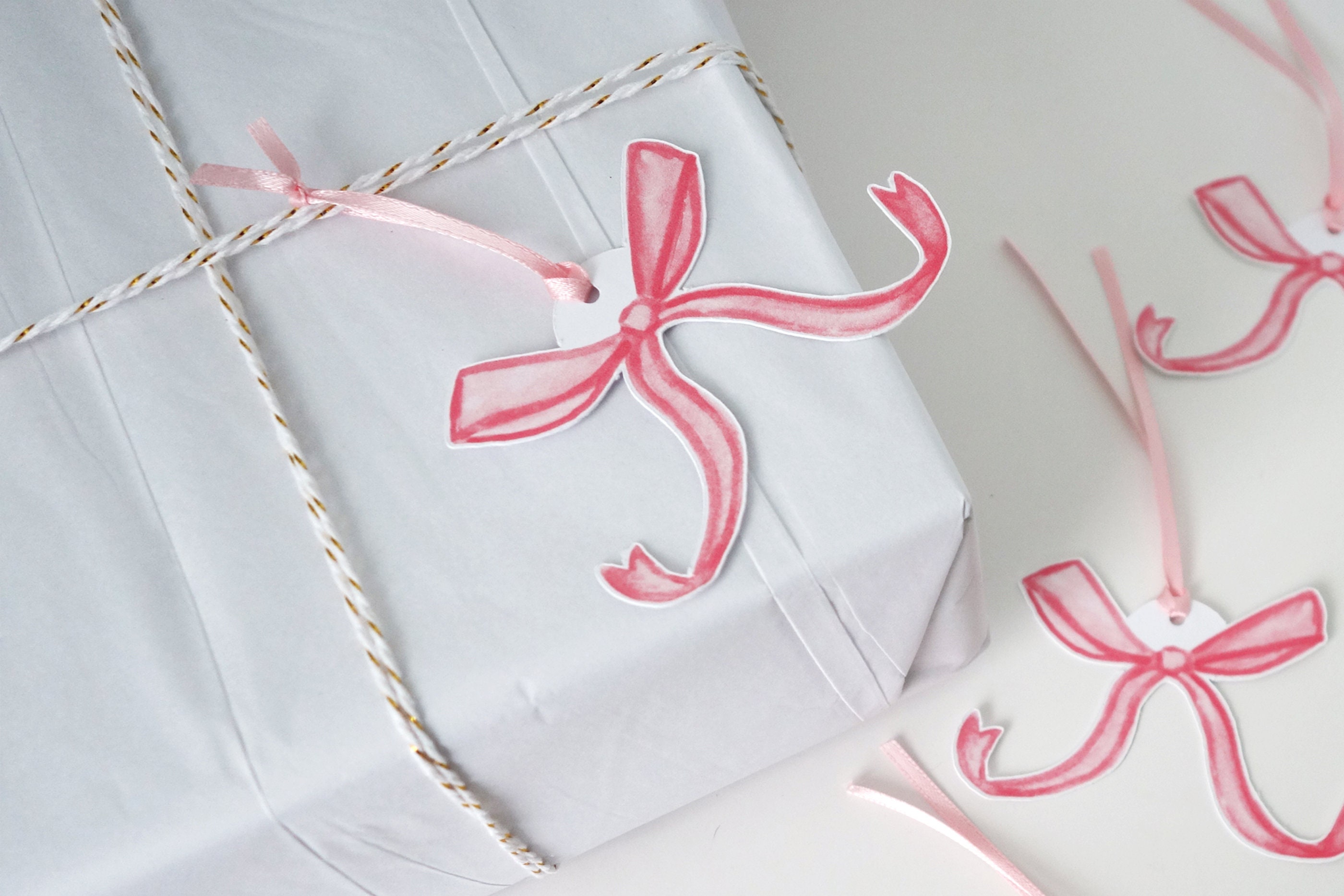 Pink Bow Die Cut Gift Tags Baby Shower Gift Tags Girly Gift - Etsy