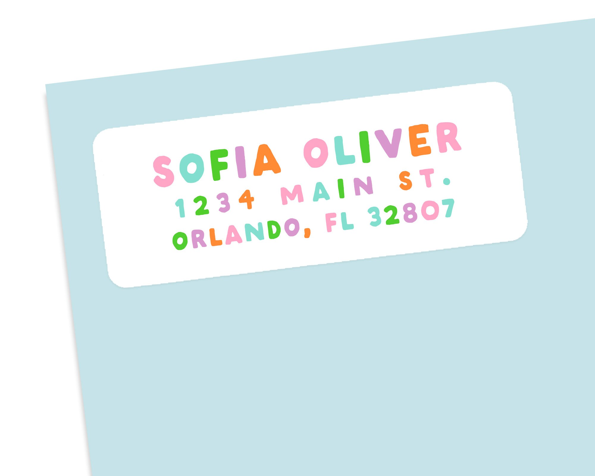Colorful Address Label Stickers, 30 per Sheet, Modern Block Letter ...