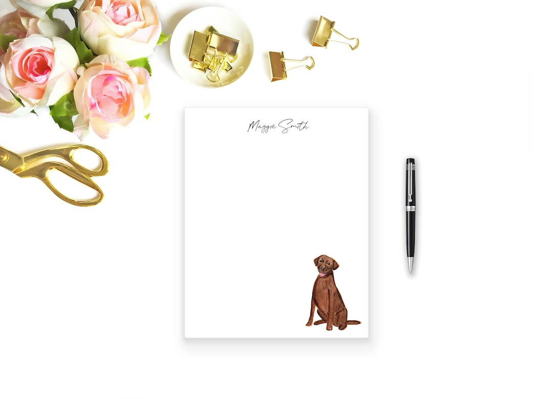 Personalized Custom Chocolate Lab Dog Notepad, Watercolor Notepad ...