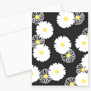 Daisy Notecard and Envelope, Floral Greeting Card, Daisy Stationery ...