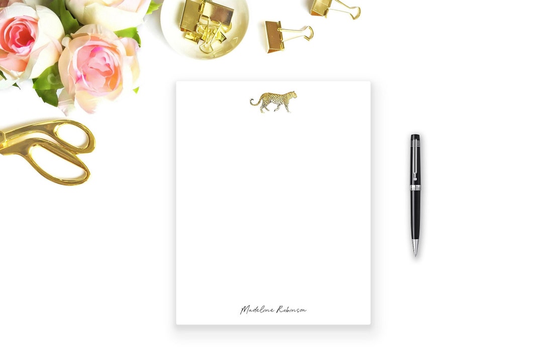 Personalized Custom Leopard Notepad, Watercolor Leopard Notepad Stationery, 50 Sheets - Etsy