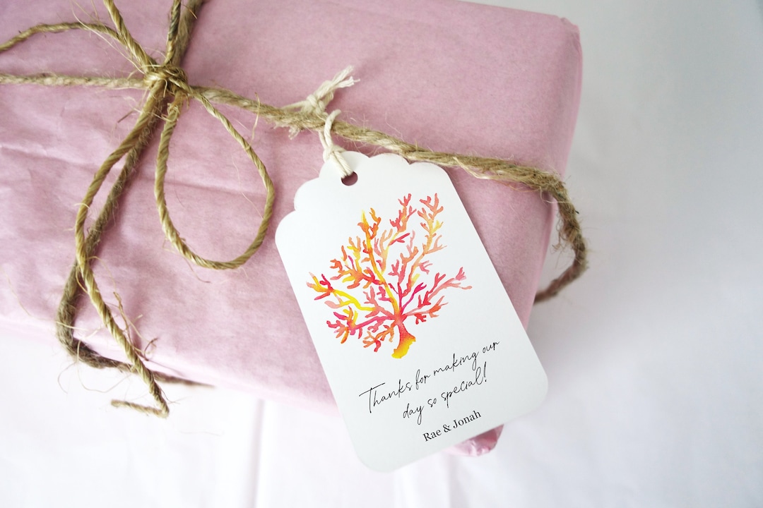 Personalized Coral Gift Tags, Tropical Gift Tags, Party Supplies ...