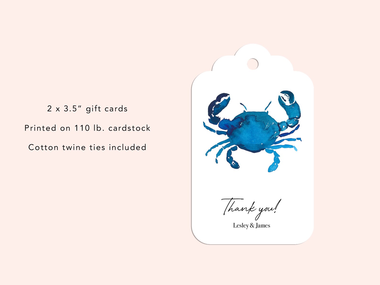Personalized Blue Crab Gift Tags, Watercolor Blue Crab Gift Tags ...
