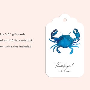Personalized Blue Crab Gift Tags, Watercolor Blue Crab Gift Tags ...