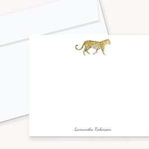 Personalized Leopard Notecards, Watercolor Leopard Stationery, Flat ...