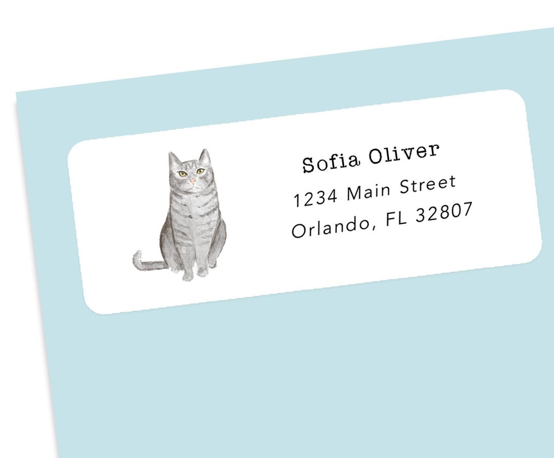 Gray Tabby Cat Address Label Stickers, Envelope Stickers, Custom ...