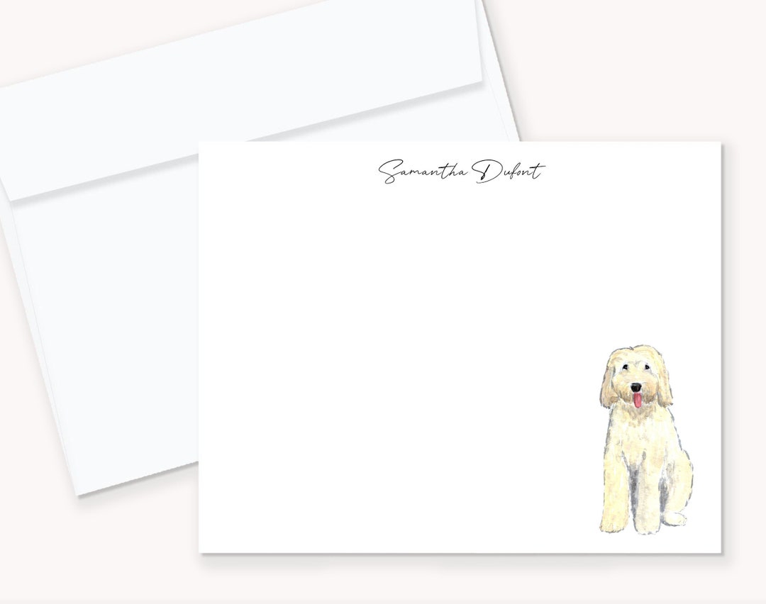 Personalized Labradoodle Cards, Pet Stationery Set, Custom Watercolor ...