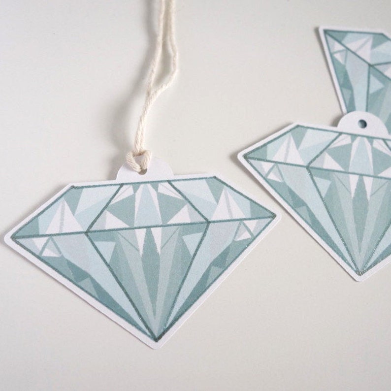 Diamond Gift Tags, Set of 8 Die Cut Gift Tags With Twine Included - Etsy