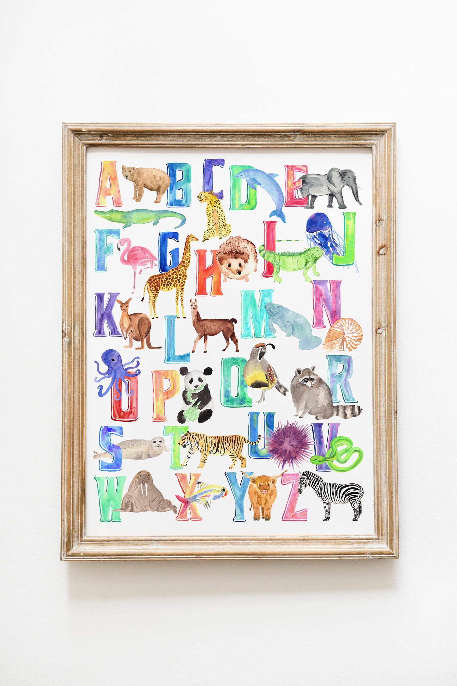 Animal ABC Chart Watercolor Animal Art Abc Print Original - Etsy