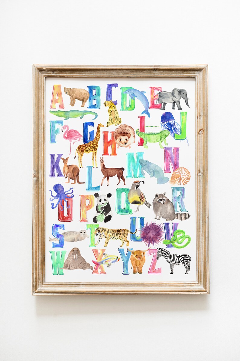 Animal ABC Chart Watercolor Animal Art Abc Print Original - Etsy