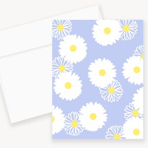 Daisy Notecard and Envelope, Floral Greeting Card, Daisy Stationery ...