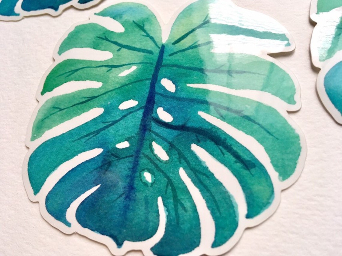 Watercolor Monstera Stickers Bullet Journal Stickers Plant | Etsy