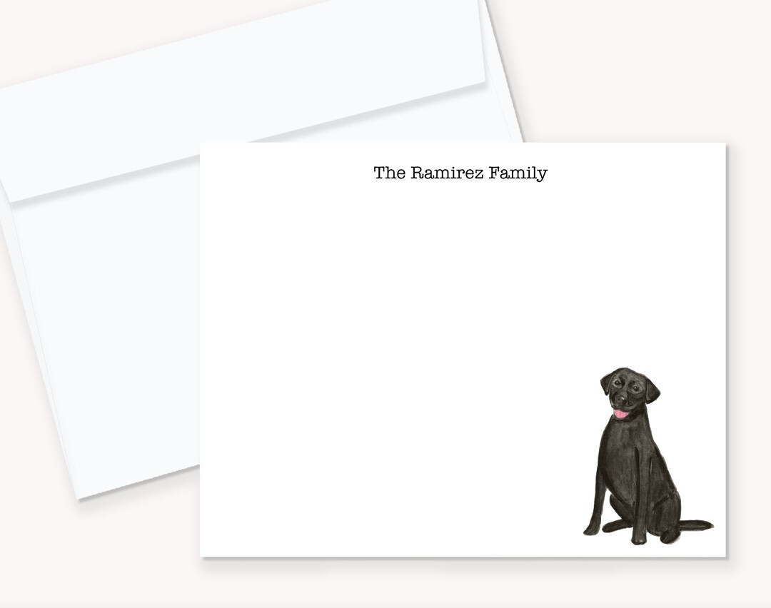 Personalized Black Lab Cards, Pet Stationery Set, Custom Watercolor ...