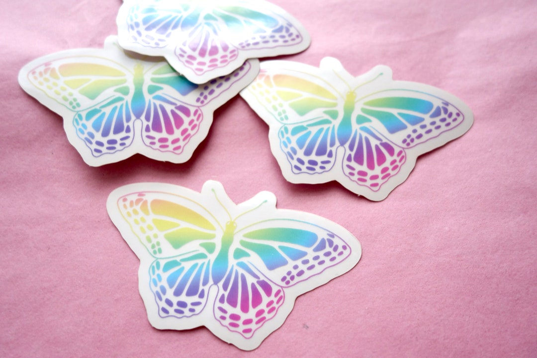 Rainbow Butterfly Sticker - Etsy