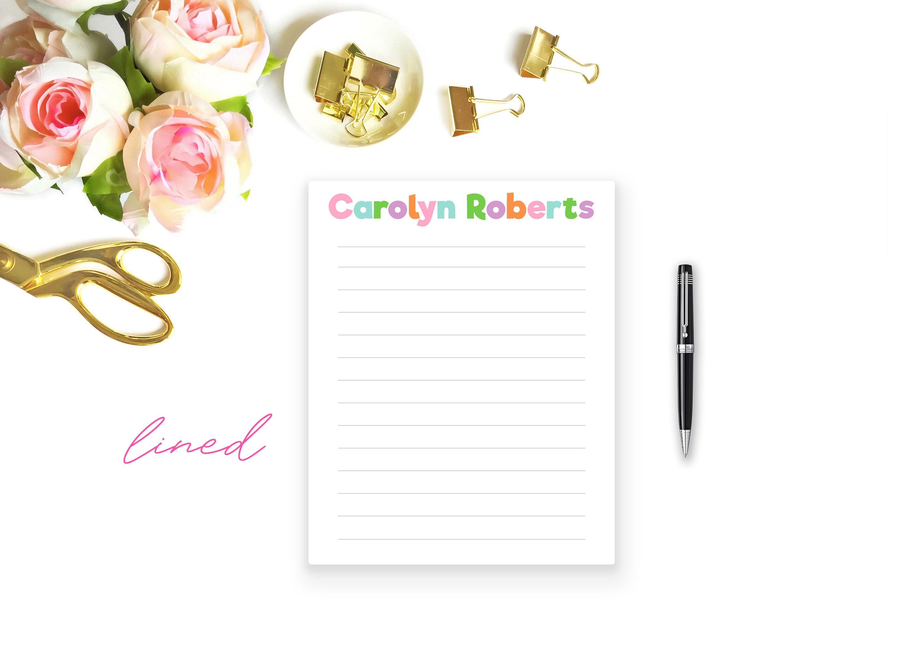 Personalized Notepad, Colorful Custom Notepad, Modern Block Letter ...