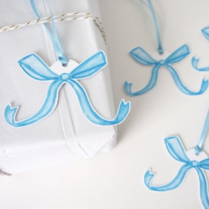 Blue Bow Die Cut Gift Tags, Baby Shower Gift Tags, Girly Gift Wrap ...