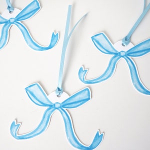 Blue Bow Die Cut Gift Tags, Baby Shower Gift Tags, Girly Gift Wrap ...
