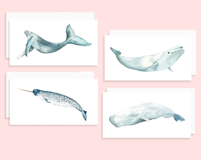 Whale Note Cards Stationery Set of 10 Cards With Matching Envelopes - Etsy
