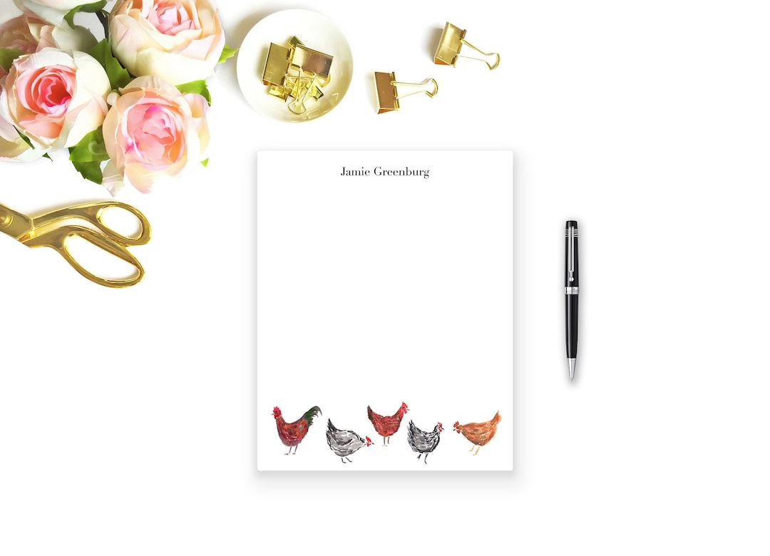 Personalized Chicken Notepad, 50 Sheets, Custom Watercolor Chicken ...