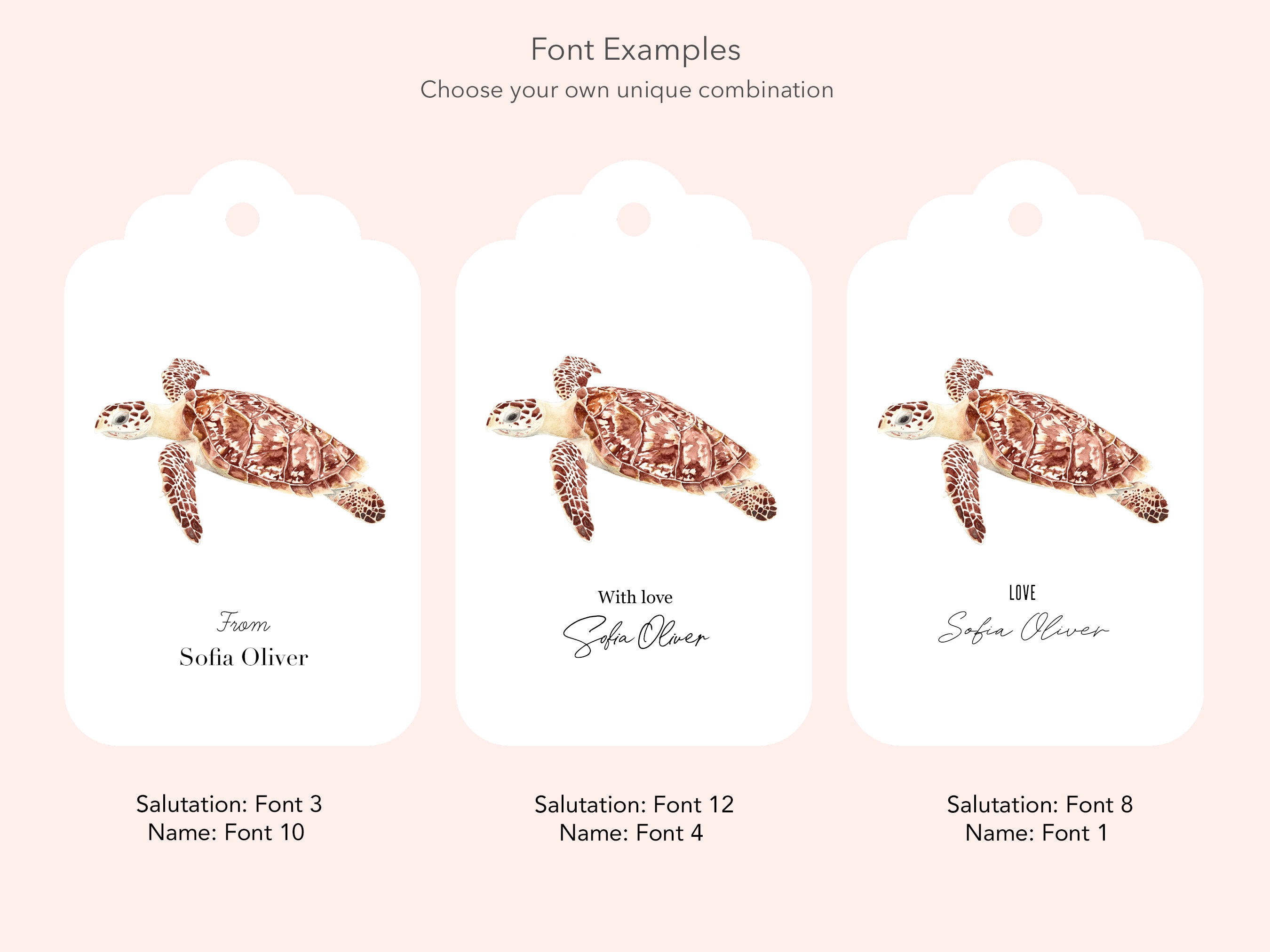 Personalized Sea Turtle Gift Tags Watercolor Turtle Gift - Etsy