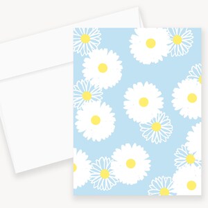 Daisy Notecard and Envelope, Floral Greeting Card, Daisy Stationery ...