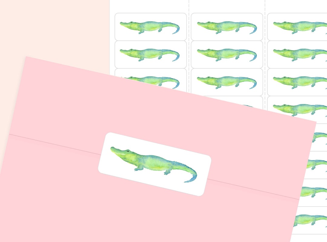 Alligator Envelope Stickers, Watercolor Mail Stickers, Mail Labels ...