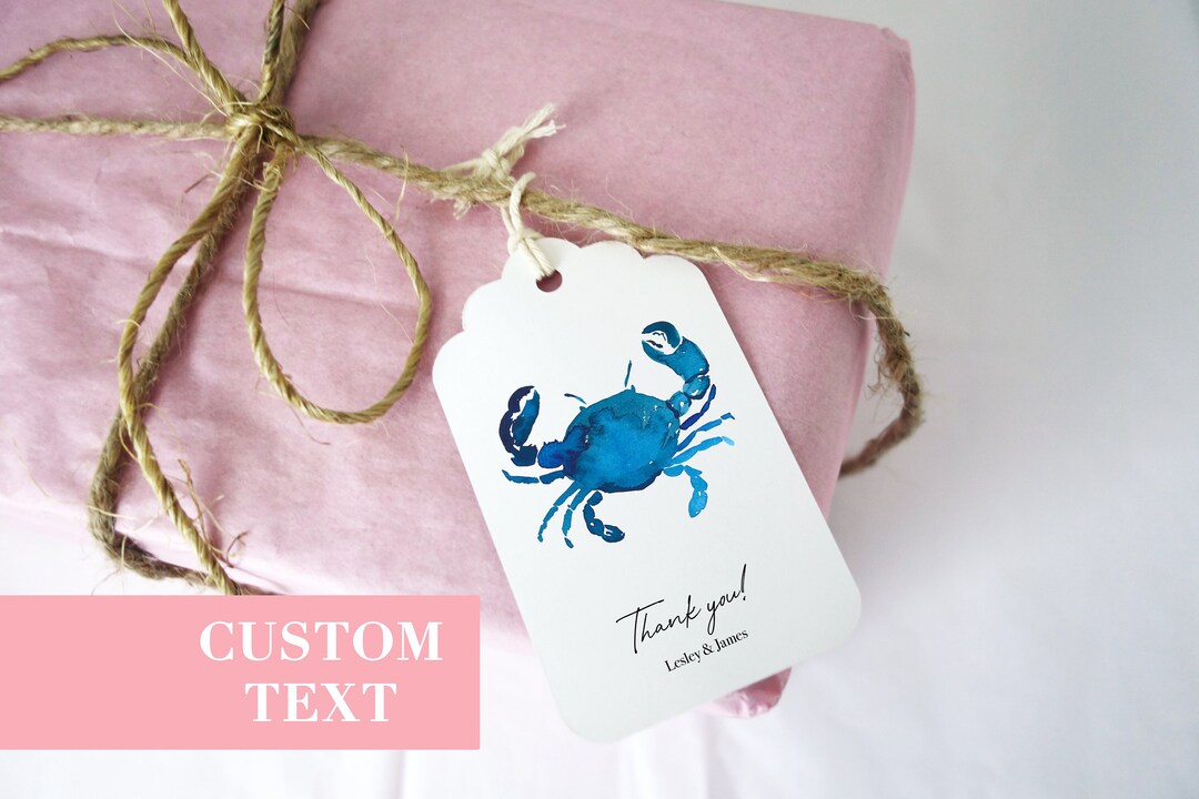 Personalized Blue Crab Gift Tags, Watercolor Blue Crab Gift Tags ...