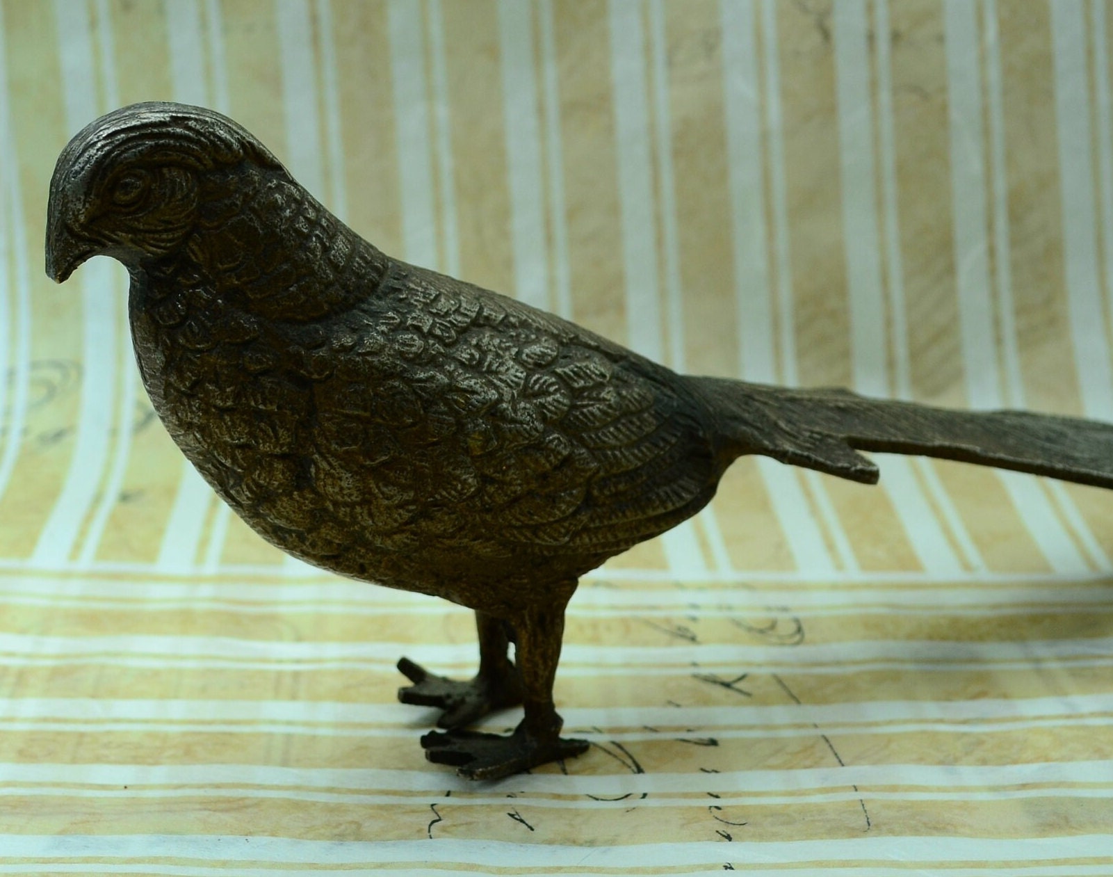 Vintage Bird Figure.cast Iron Bird Sculpture.pheasant Figure.metal Bird ...