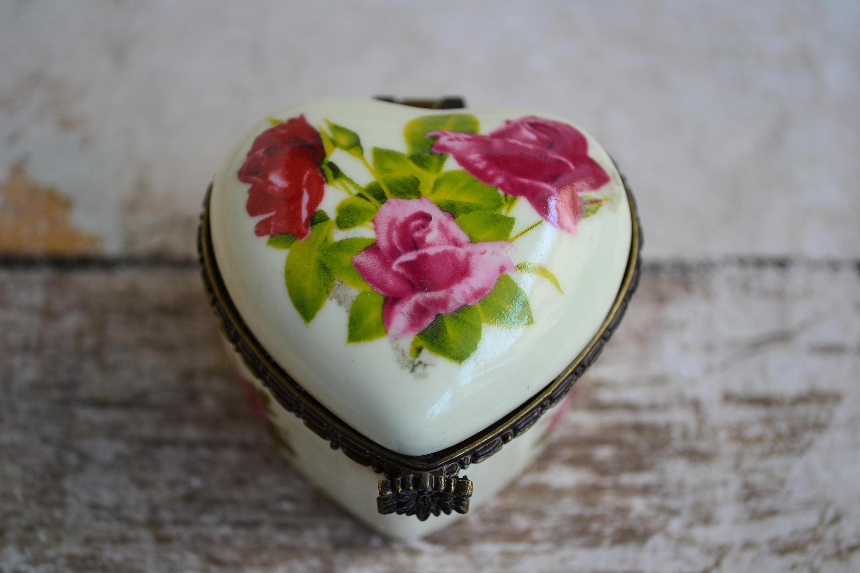 Vintage Porcelain Box.jewelry Box.trinket Box.mini Floral - Etsy