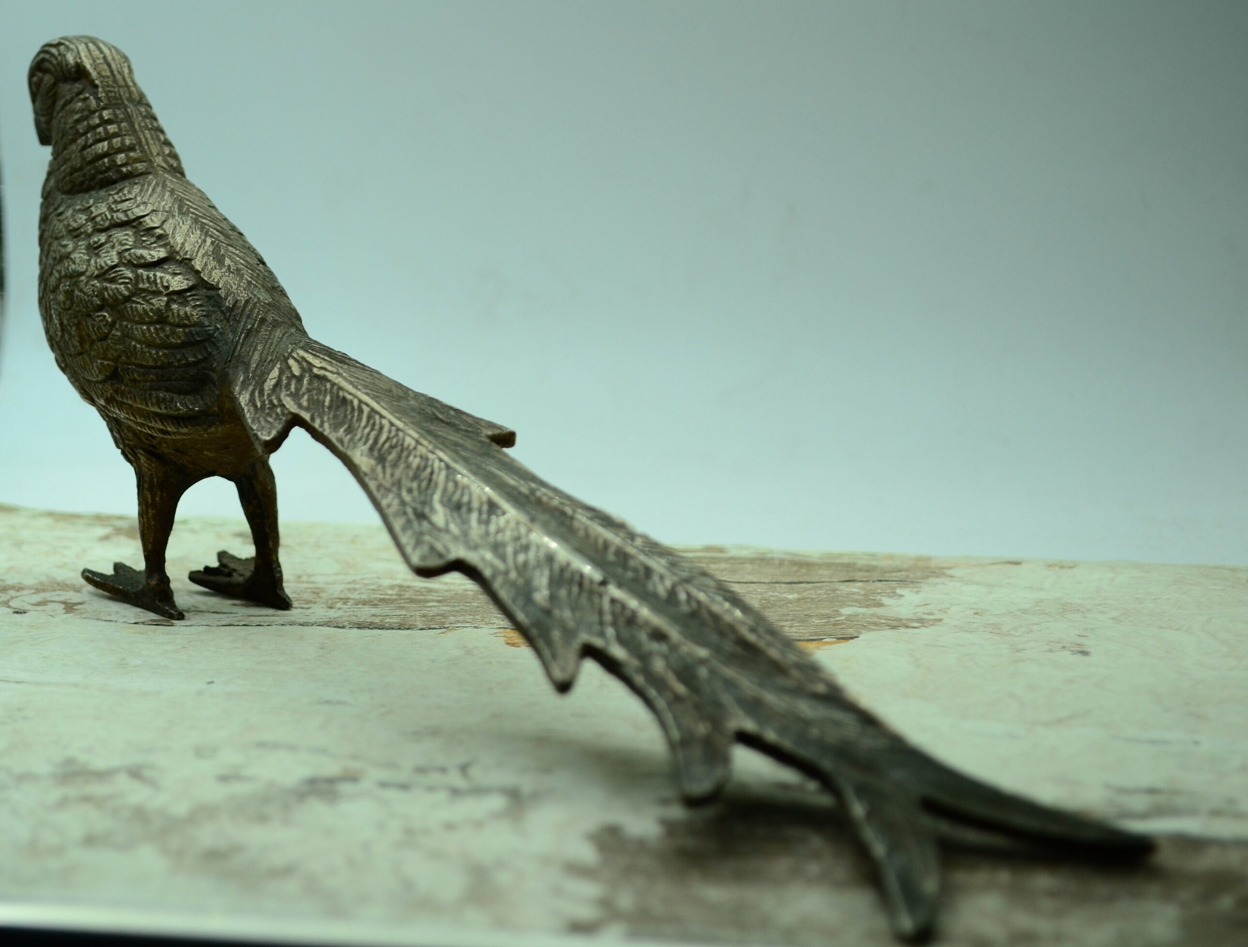 Vintage Bird Figure.cast Iron Bird Sculpture.pheasant Figure.metal Bird ...