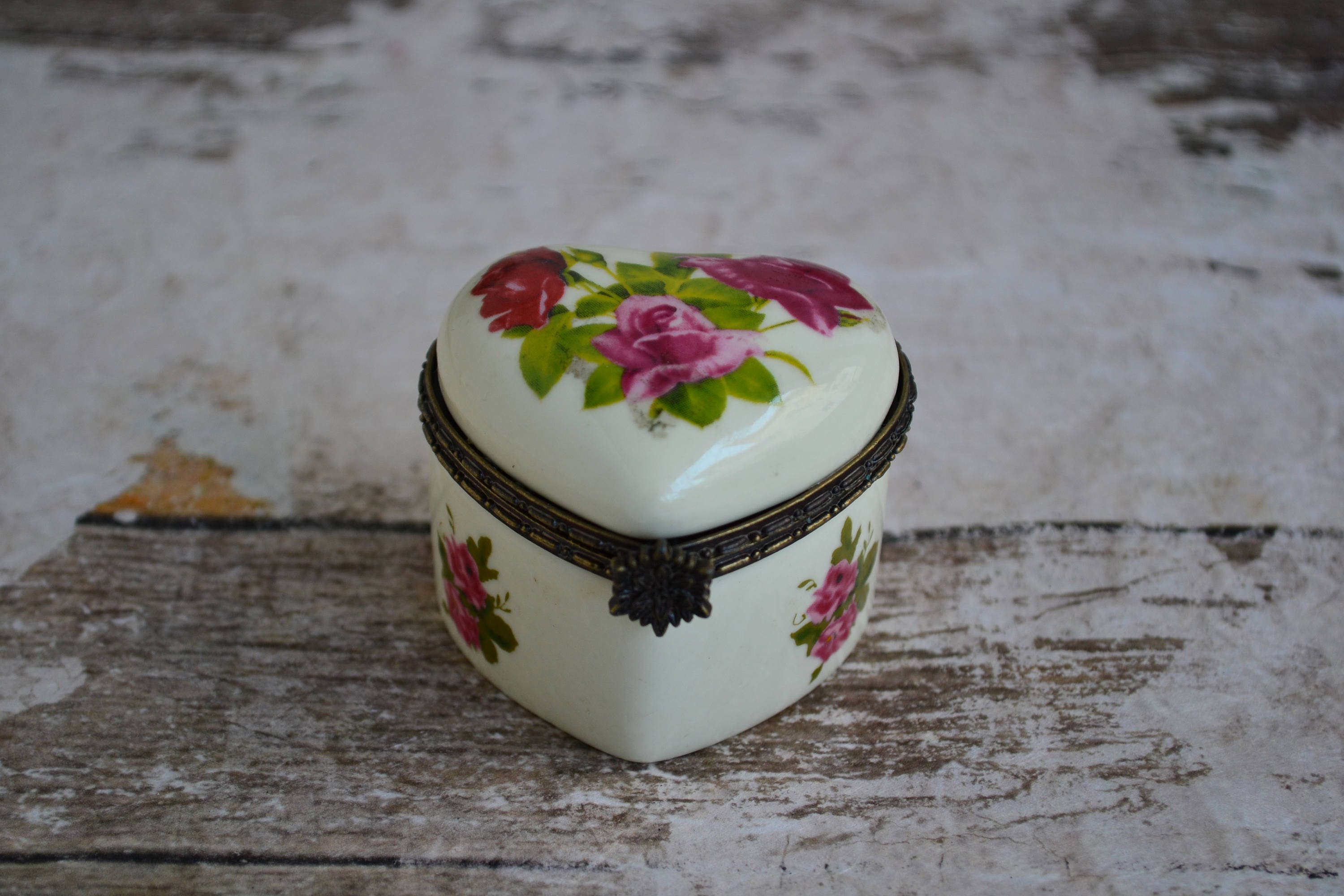 Vintage Porcelain Box.jewelry Box.trinket Box.mini Floral - Etsy