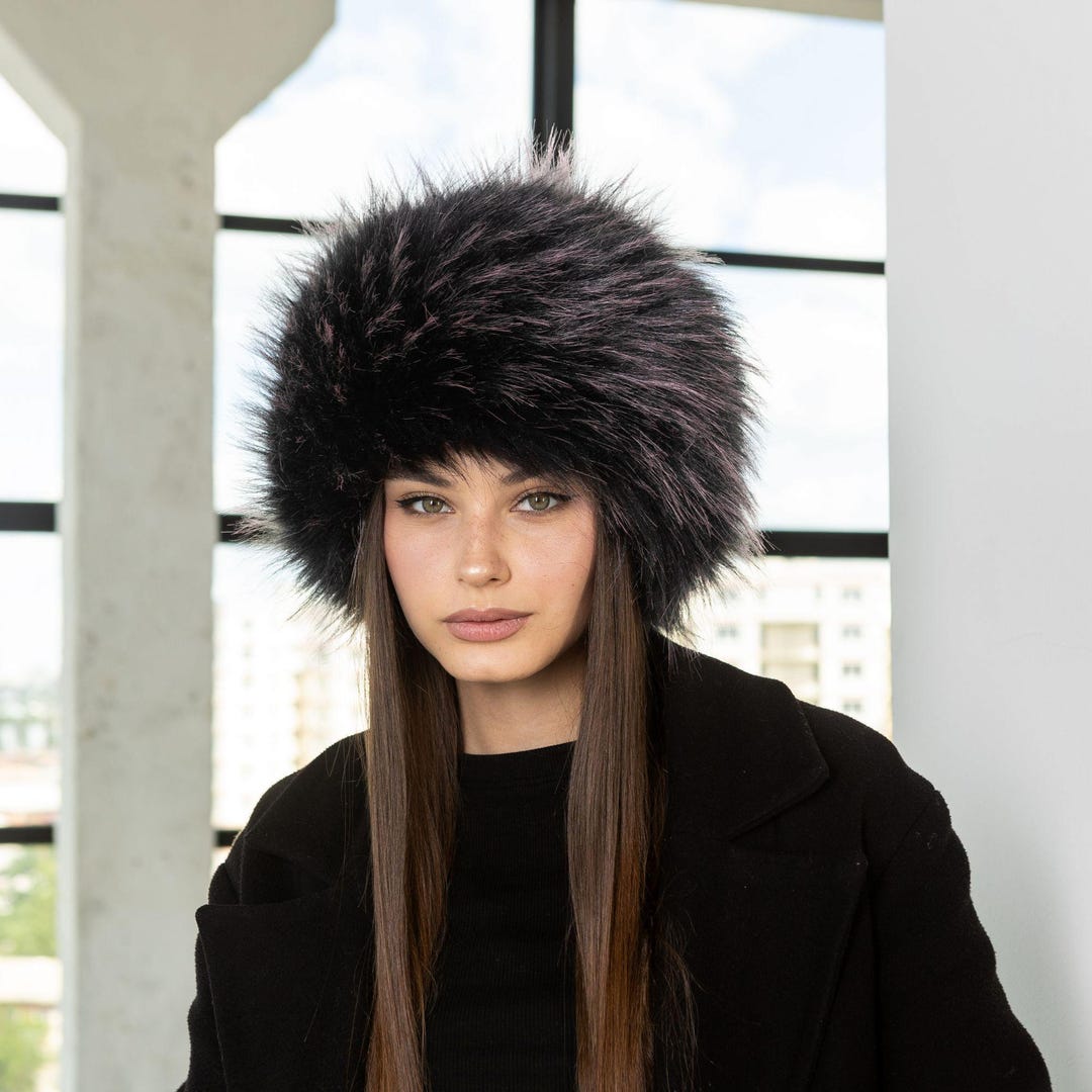 Burgundy Kubanka Hat Women, Faux Raccoon Winter Headwear, Burgundy Eco ...
