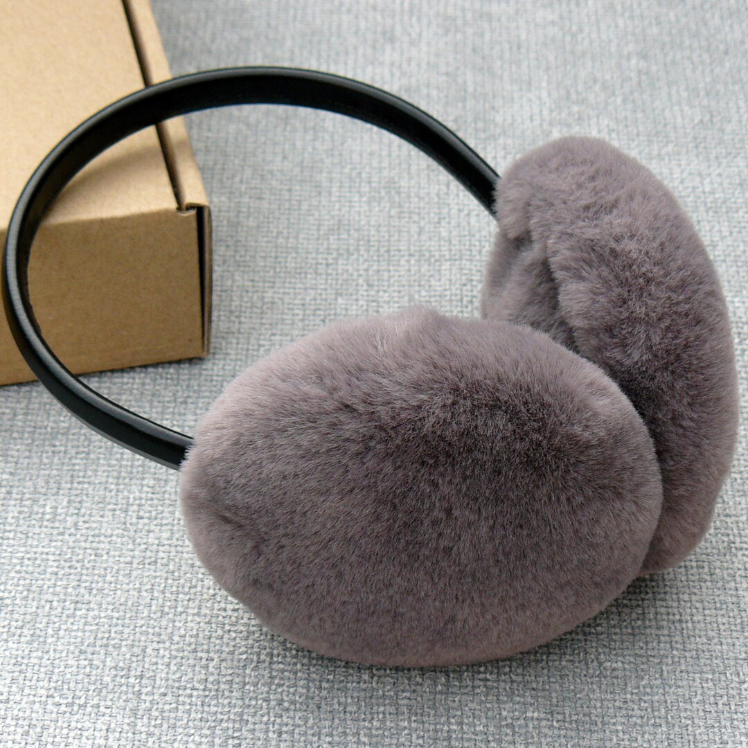 Gray Earmuffs, Faux Fur Earmuffs, Women's Earmuffs, Faux Rabbit Fur ...