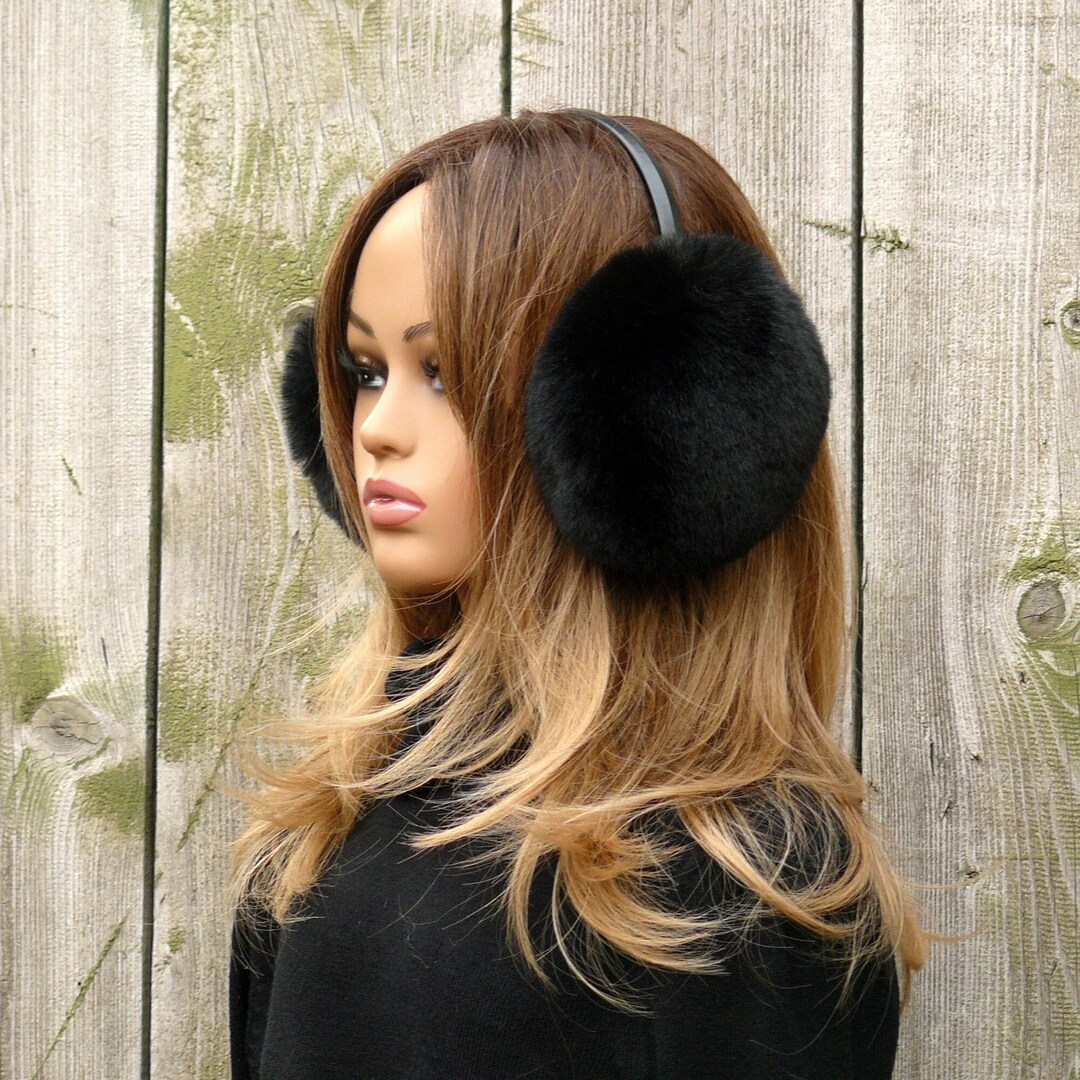 Black Earmuffs, Faux Fur Earmuffs, Ear Muffs Women , Faux Fur Headband ...