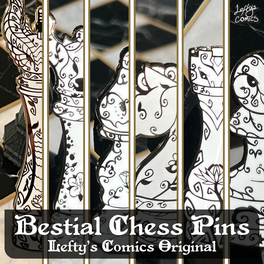 Bestial Chess Pins (white Set) - Lefty’s Comics Original - Etsy