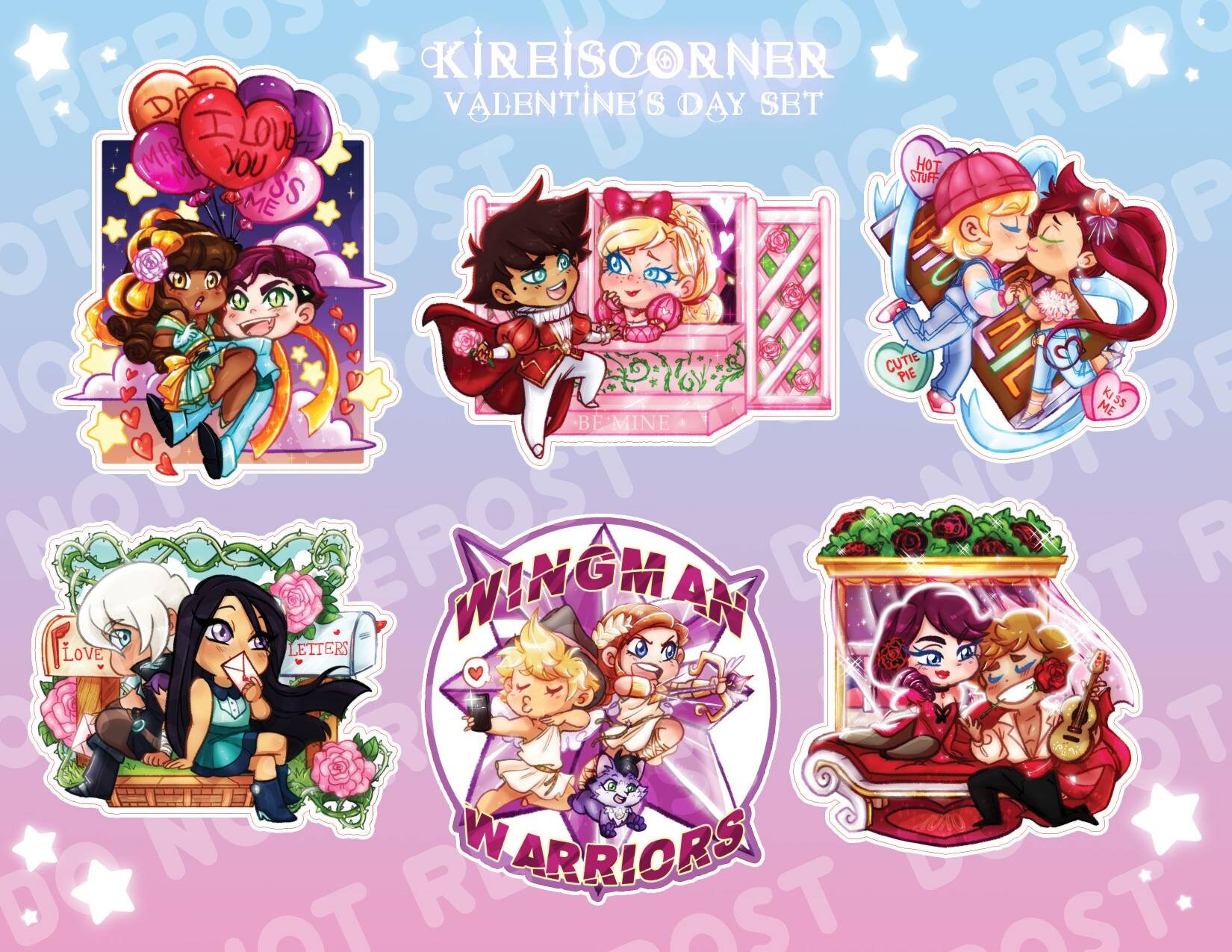 LoliRock Couple Stickers VDay Set | Etsy