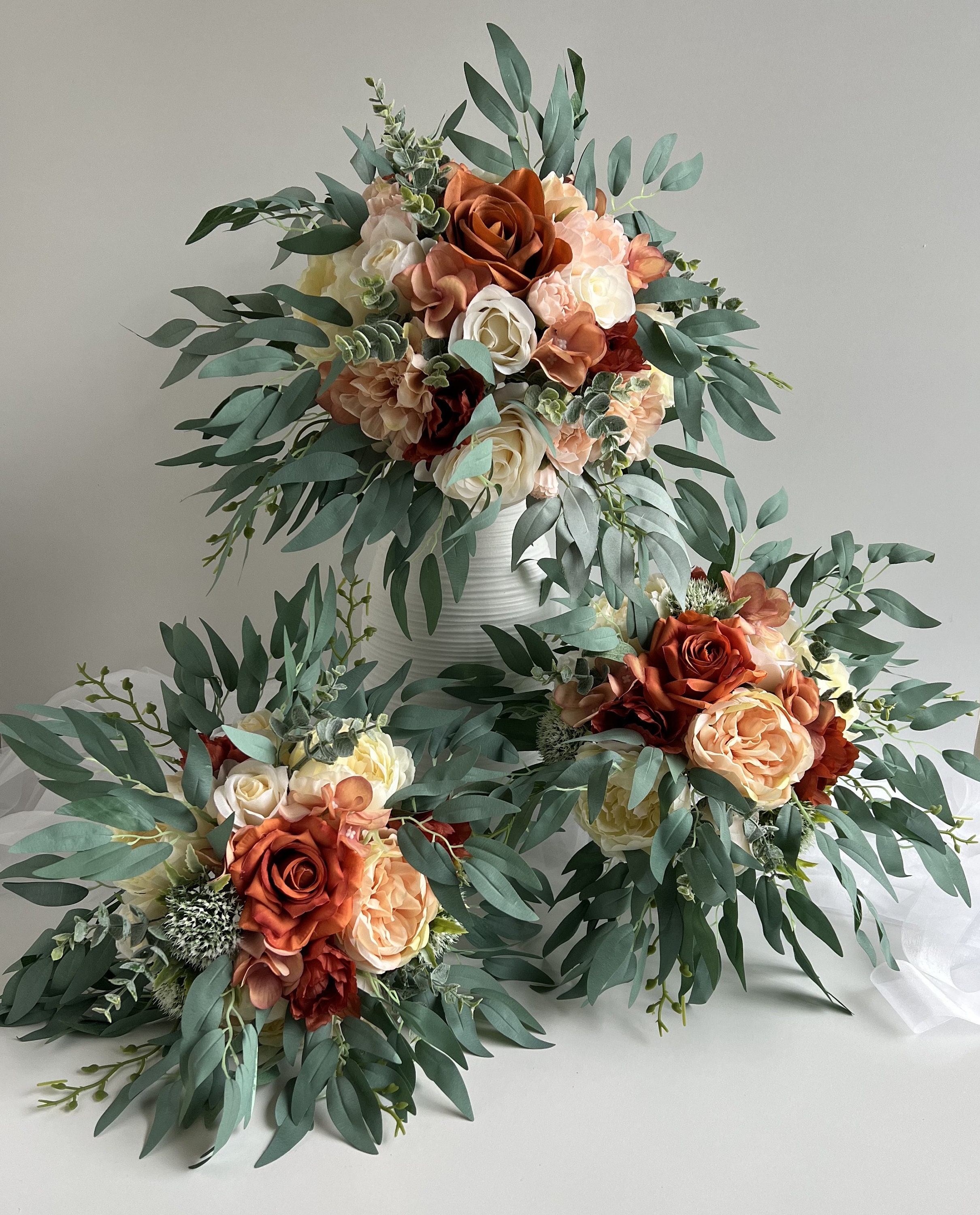 Burnt Orange Wedding Bouquets Rust Orange Beige Ivory | Etsy