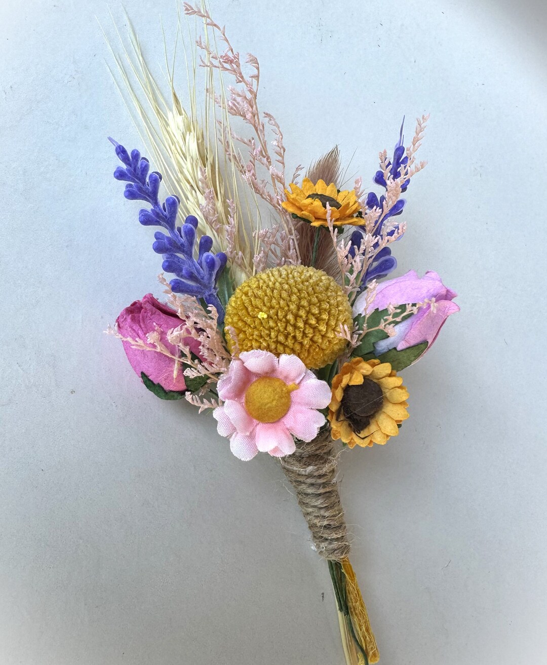 Groom Boutonnières Wedding Buttonhole Preserved Dried Flowers Faux Silk ...
