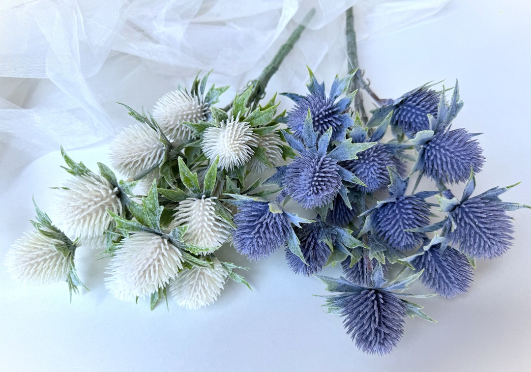 Thistle Bush Thistles Dusty Purple Cream Artificial Thistle Flowers ...